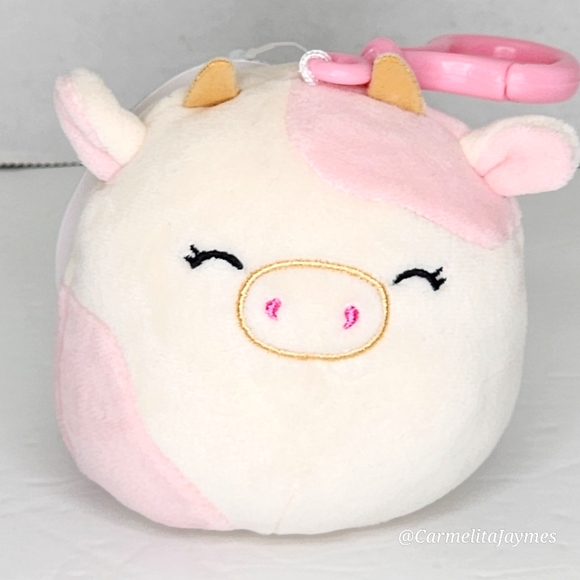 Squishmallows | Toys | Caedyn Pink Sleepy Eyed Cow Clip Original ...